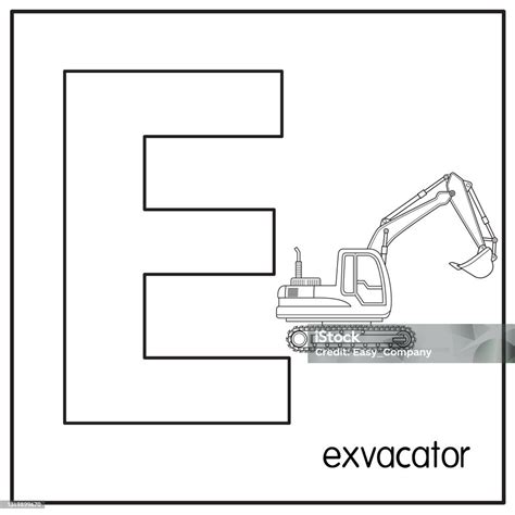 알파벳 문자 E 어퍼 케이스 또는 어린이 학습 연습 Abc에 대 한 대 문자 굴삭기의 벡터 그림 건설 산업에 대한 스톡 벡터 아트 및 기타 이미지 Istock