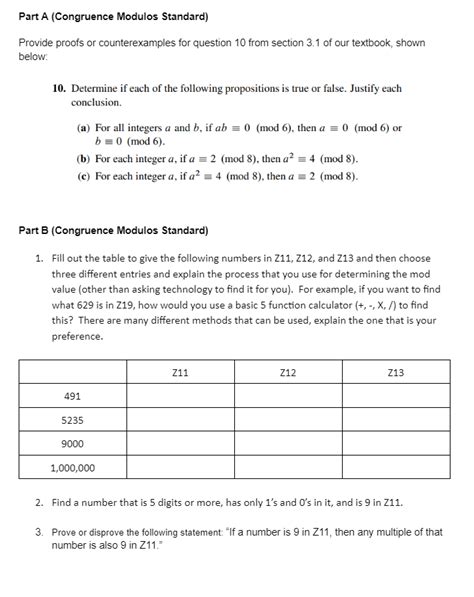 Solved Part A Congruence Modulos Standard Provide Proofs Chegg Com