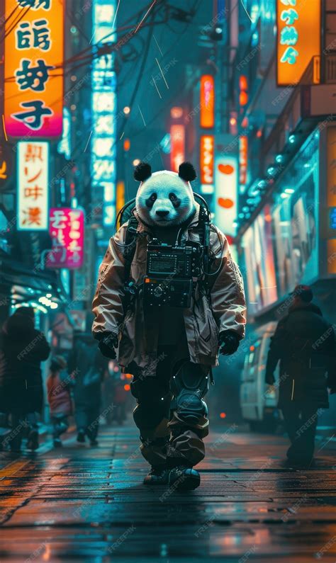 Free Photo View Of Panda Bear With Robotic Tech Parts