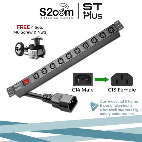 1u Rackmount C14 Input To 10 Unit C13 Output Pdu 250v 10a 1 8m