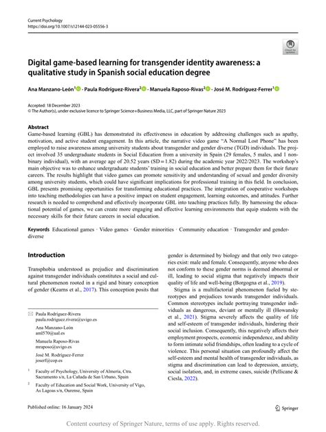 Digital Game Based Learning For Transgender Identity Awareness A