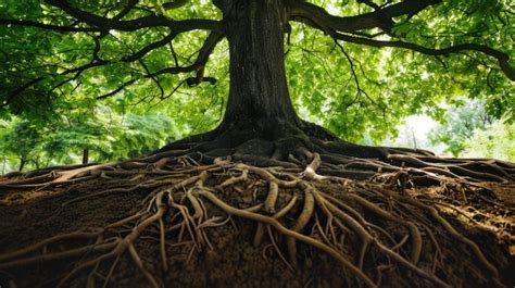 Canopy Tree And Roots Premium AI Generated Image