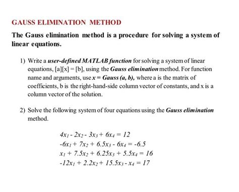 Solved GAUSS ELIMINATION METHOD The Gauss Elimination Method Chegg Com