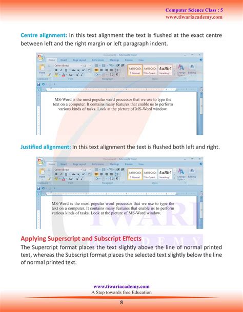 Class 5 Computer Science Chapter 4 Ms Word