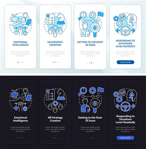 Hr Soft Skills Night And Day Mode Onboarding Mobile App Screen Hiring