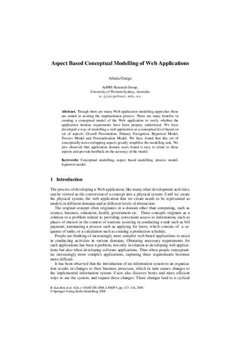 Pdf Conceptual Modelling Framework For Web Applications