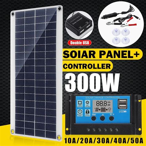 태양열 판넬 300w 태양 전지 패널 키트 12v Usb 충전 보드 컨트롤러 휴대용 방수 티몬