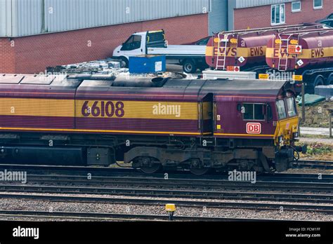 Db Schenker Class 66 Diesel Loco At Toton Depot In Nottinghamshire