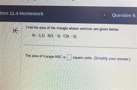 Solved Find The Area Of The Triangle Whose Vertices Are
