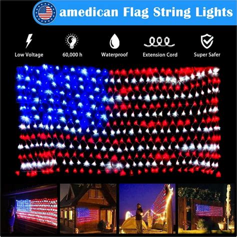 American Flag Led Net Lights Usa Flag Net Hanging Light