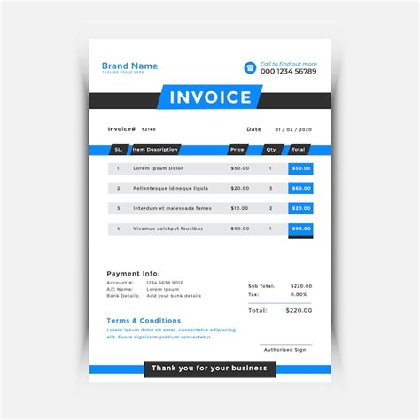 Plantilla De Diseño De Factura Comercial Moderna Vector Premium