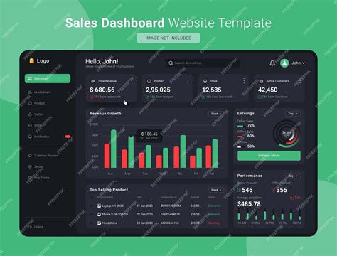 Premium Vector Eps Sales Dashboard Website Templtae Full Editable And