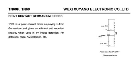 Germanium Diode 1n60 1n60p Signal Diode With 40v Voltage