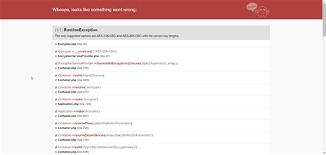 Php Laravel Runtimeexception Error Stack Overflow