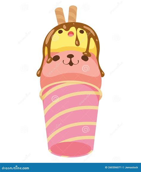 Kawaii Ice Cream Stock Vector Illustration Of Vector 260306071