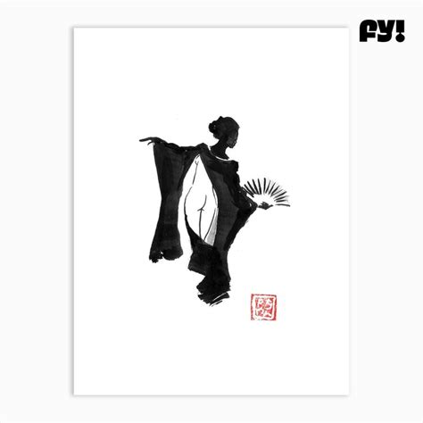 Geisha Black Nude Art Print Nude Art Japanese Art Prints Abstract
