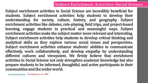 Five Best Social Science Subject Enrichment Activities School