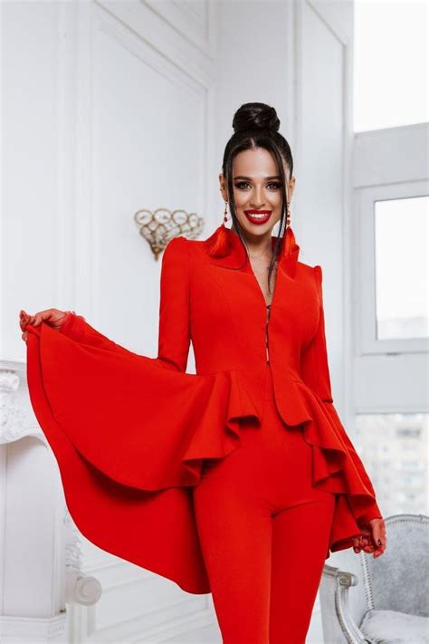 Red Pantsuit For Women Red Formal Pantsuit Set For Women Etsy Pantsuits For Women Red