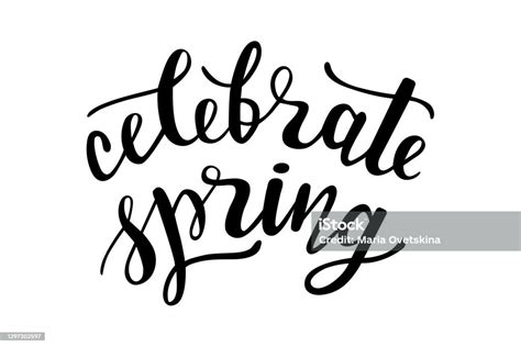 봄 손으로 그린 글자를 축하합니다 카드 배너 포스터 머그잔 스크랩북 베개 케이스 전화 케이스 및 옷 디자인에 대한 벡터 문구 요소 4월에 대한 스톡 벡터 아트 및 기타