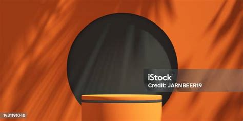 나무 그림자 배경 할로윈 제품 모형 배경 3d 렌더링 일러스트레이션이있는 3d 검은 색과 주황색 제품 연단 표시 0명에 대한 스톡 사진 및 기타 이미지 Istock