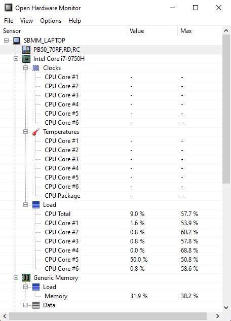 No Cpu Temperature Or Clocks Showing · Issue 1574 · Openhardwaremonitoropenhardwaremonitor