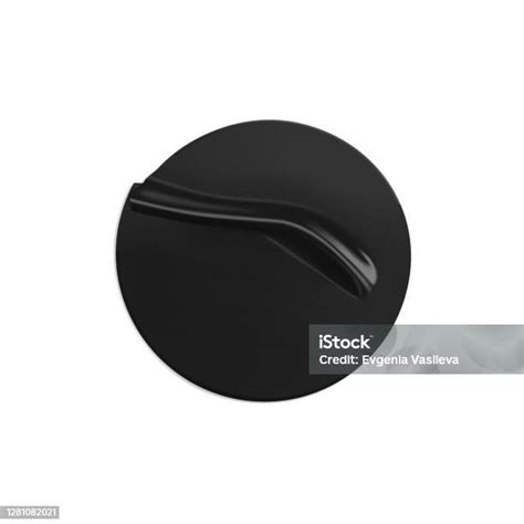 검은 색 붙어 둥근 구겨진 스티커 모형 흰색 배경에 접착제 주름 효과와 접착제 명확한 검은 종이 또는 플라스틱 스티커 라벨 빈 템플릿 레이블 또는 가격 태그입니다 3d