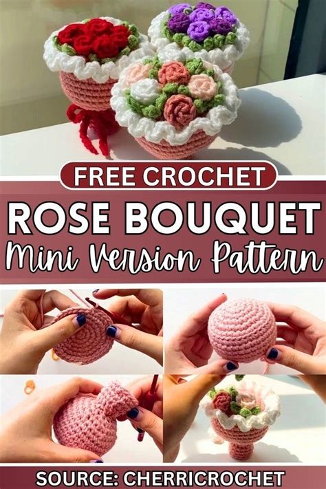How To Crochet Mini Rose Bouquet For Anniversary Ting Crochet
