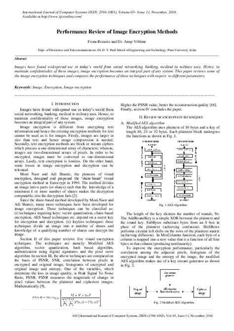 Pdf Performance Review Of Image Encryption Methods