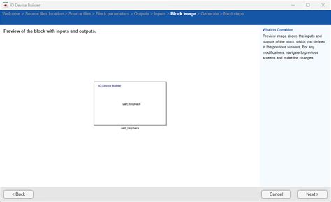 create uart loopback block using io device builder app matlab and simulink