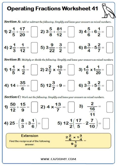 Operating Fractions Worksheets Fractions Worksheets Fractions Math