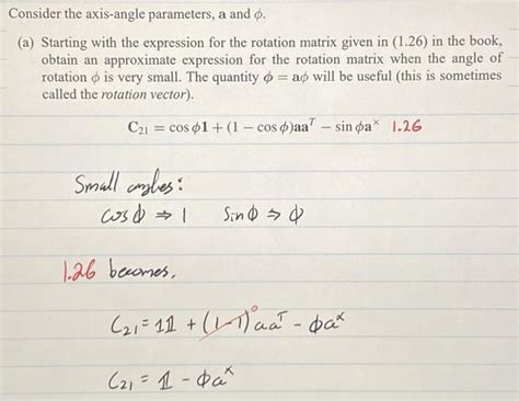 Solved Consider The Axis Angle Parameters A And ϕ A