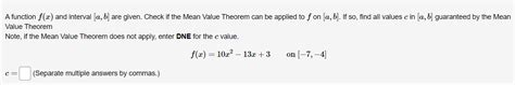 Solved A Function Fx And Interval A B Are Given Check