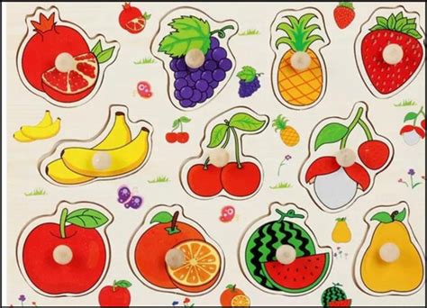 Пазл вкладыш Монтессори деревянный для детей фрукты развивающая деревянная игрушка головоломка