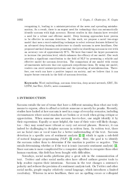 Enhanced Deep Learning Based Model For Sentiment Analysis To Identify