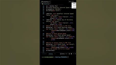 Python Program To Create An Internet Speed Tester App Code In Comments Shorts