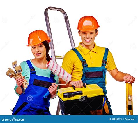 Couple Builder With Construction Tools Stock Image Image Of Female Person