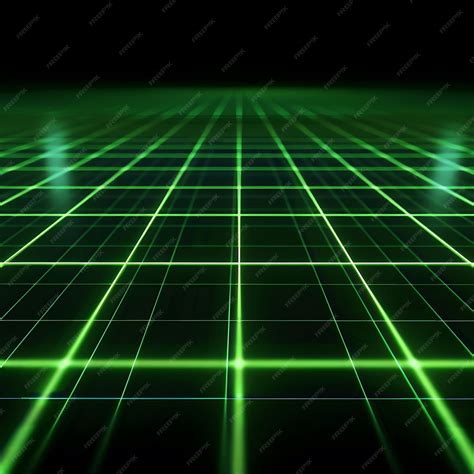 A Vibrant Digital Grid Background With Glowing Green Lines Forming A Grid On A Black Surface