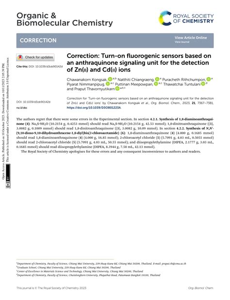 Pdf Correction Turn On Fluorogenic Sensors Based On An Anthraquinone