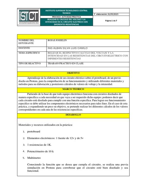 Informe De Practica De Circuitos Con Diodo Pdf Electrónica Ingenieria Eléctrica
