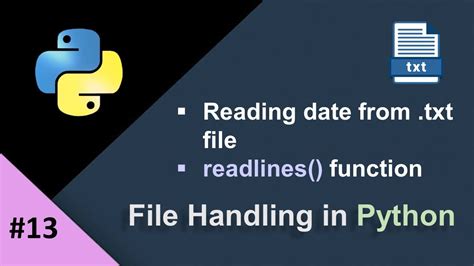 Reading Data In File Handlingreadlines Function In Pythonfile Handling In Python Youtube
