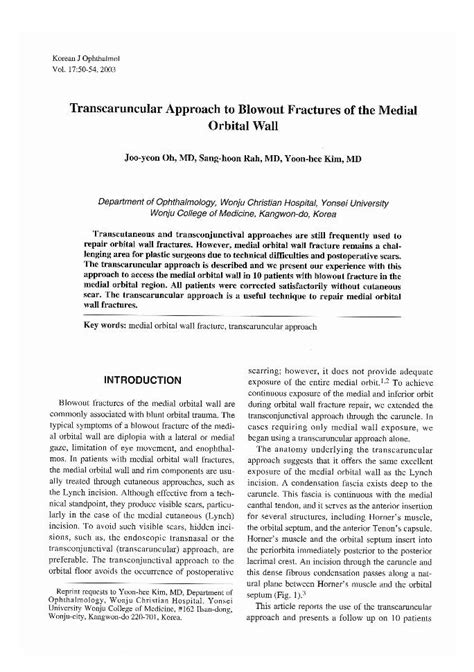 Pdf Transcaruncular Approach To Blowout Fractures Of The Medial Orbital Dokumentips