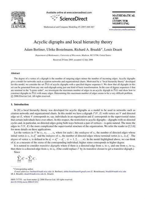 Pdf Acyclic Digraphs And Local Hierarchy Theory Dokumentips