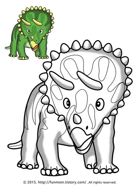 트리케라톱스 공룡색칠공부프린트 Triceratops 공룡 색칠 공부 컬러링 페이지 공룡 그림