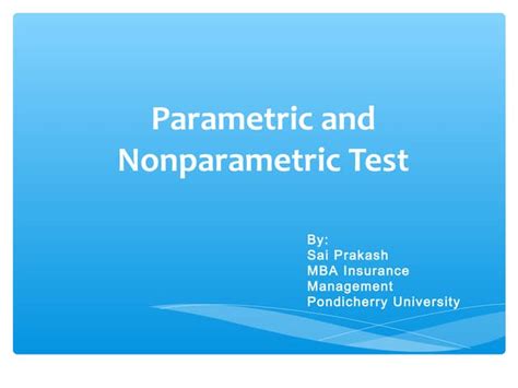 Distinguish Between Parametric Vs Nonparametric Test Ppt Science