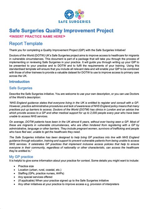 Safe Surgeries Qi Project For Gp Trainees Doctors Of The World