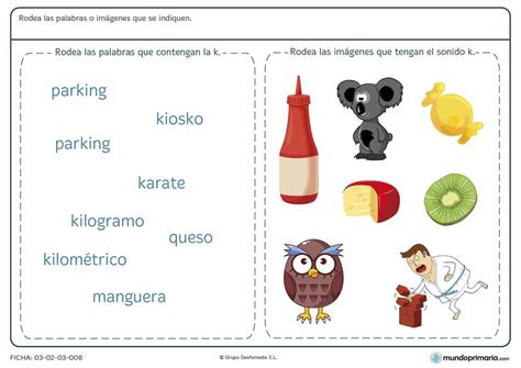 Ficha De La Letra K Para Primaria Mundo Primaria