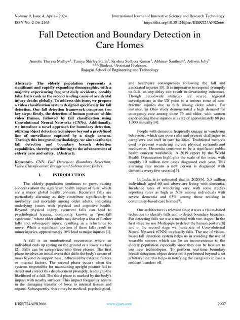 Fall Detection And Boundary Detection In Care Homes Pdf Receiver Operating Characteristic