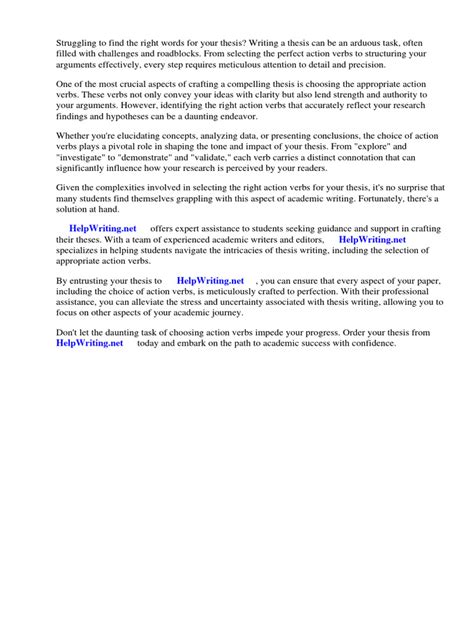 Thesis Action Verbs Download Free Pdf Verb Subject Grammar