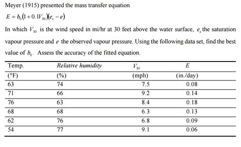 Solved Meyer 1915 Presented The Mass Transfer Equation E