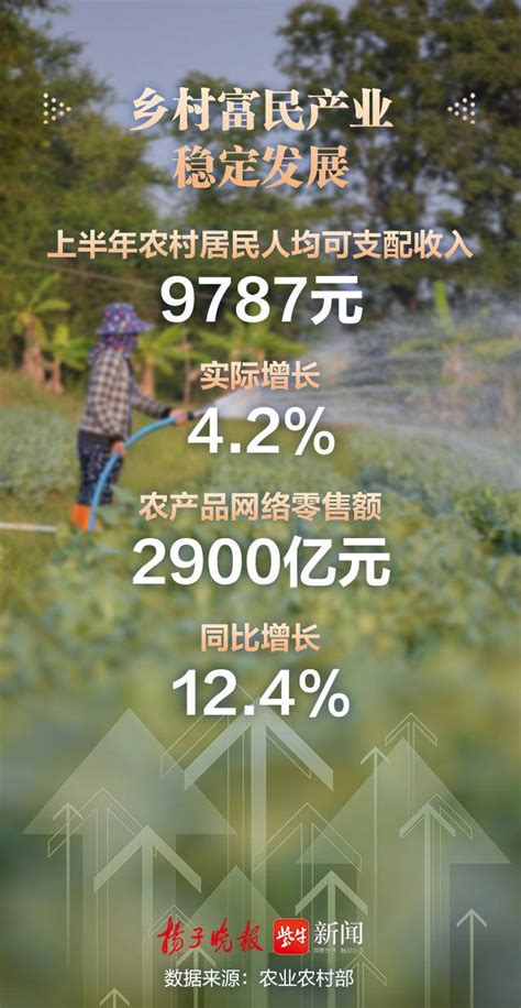 农村居民人均可支配收入实际增长42!图解上半年中国农业农村经济数据我苏网 农村居民人均可支配收入实际增长42!图解上半年中国农业农村经济数据我苏网